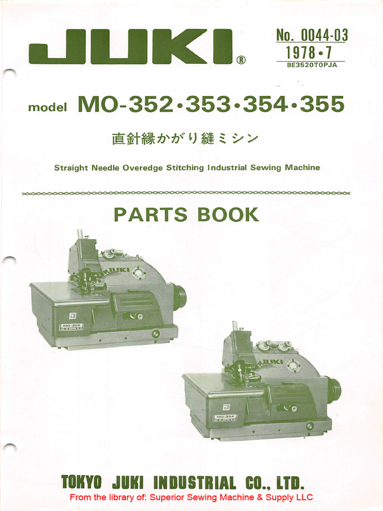 Juki MO-352, - 353, - 354 and - 355 | PDF | Screw | Sewing Machine