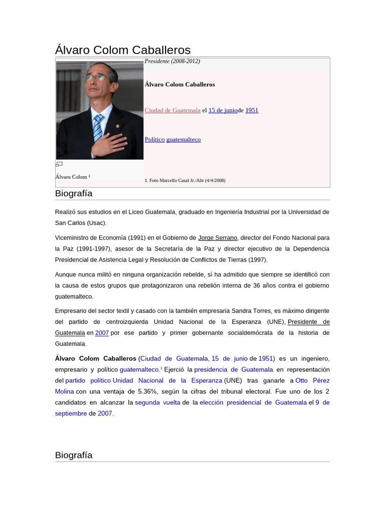 Álvaro Colom: Presidente de Guatemala 2008-2012 | PDF | Guatemala