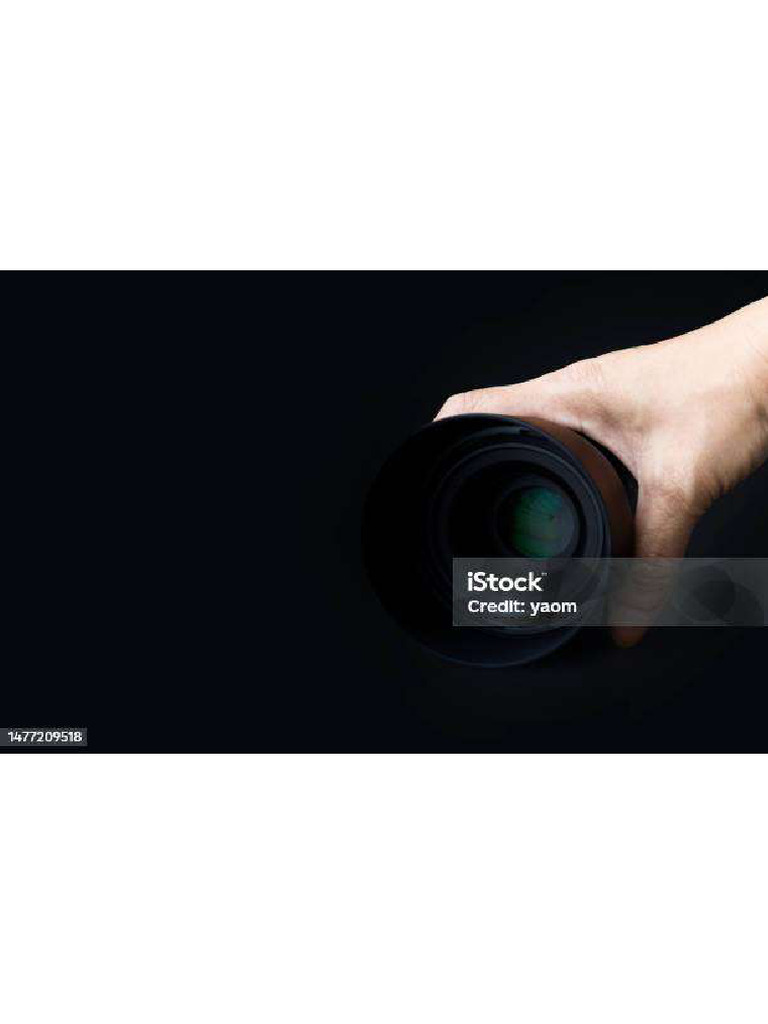 Camera Lens in Hand Holding Isolated On Black Background Copy Space | PDF
