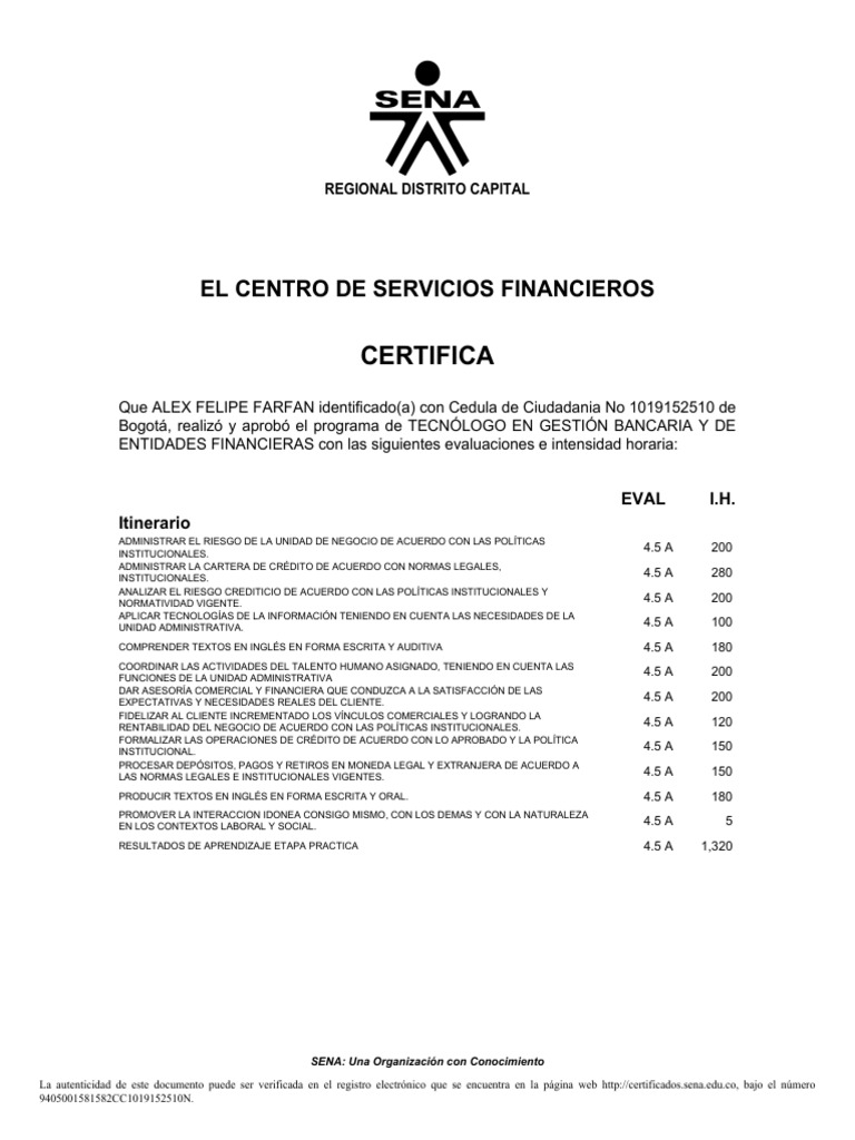 Diploma Tecnólogo Sena Alex Farfan | PDF | Bogotá | Business