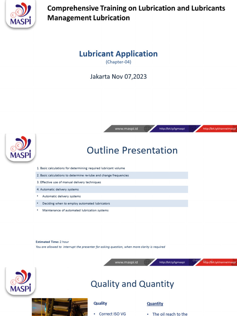 Chapter 04 - Lubricant Application - MASPI 2023 - Rev 1 | PDF | Bearing (Mechanical) | Pump