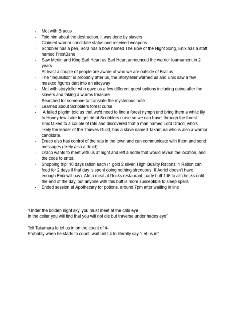 Warriors - Session 2 | PDF