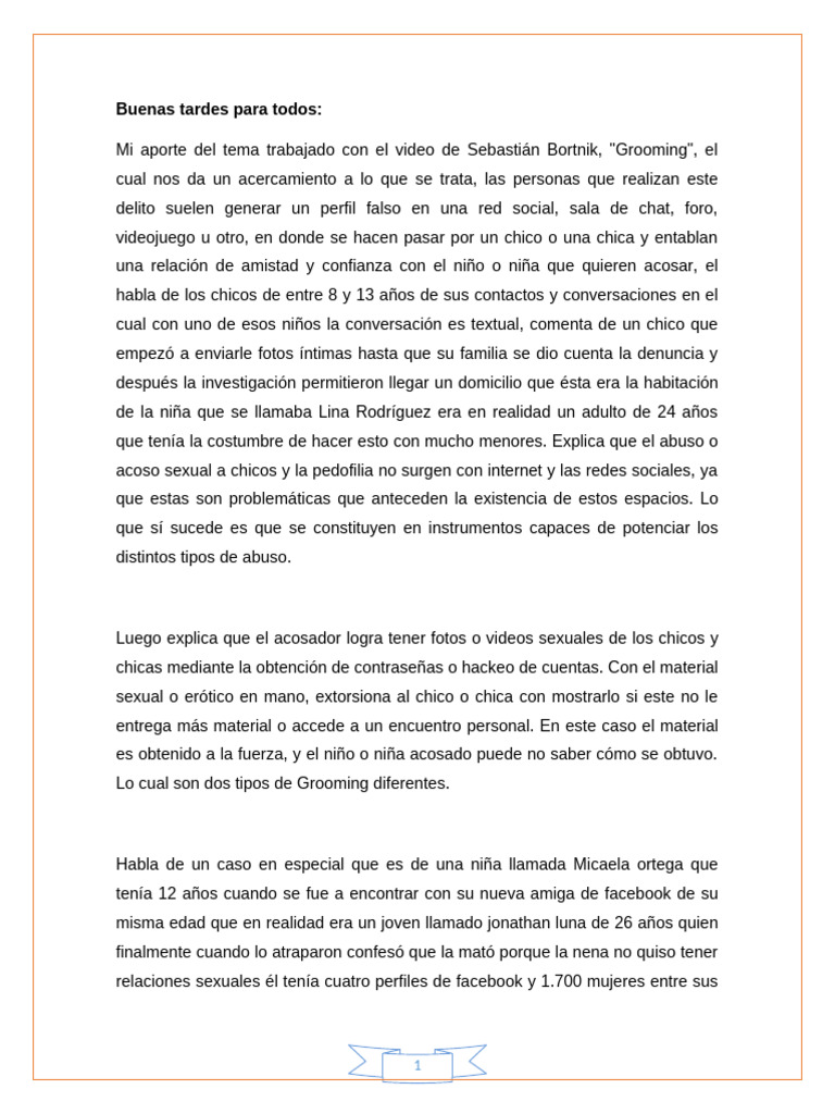 Aporte Sobre El Grooming | PDF | Adultos | Internet