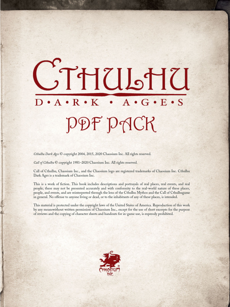CHA23165 - Cthulhu Dark Ages - 3rd Edition - PDF Pack v2 | PDF