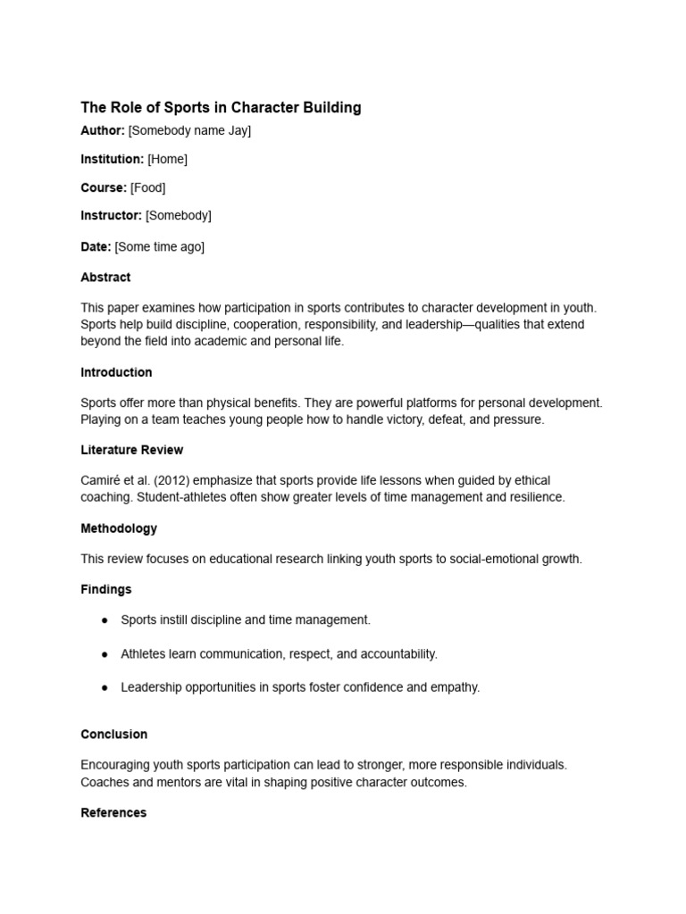 Sports as a Tool for Character Development | PDF