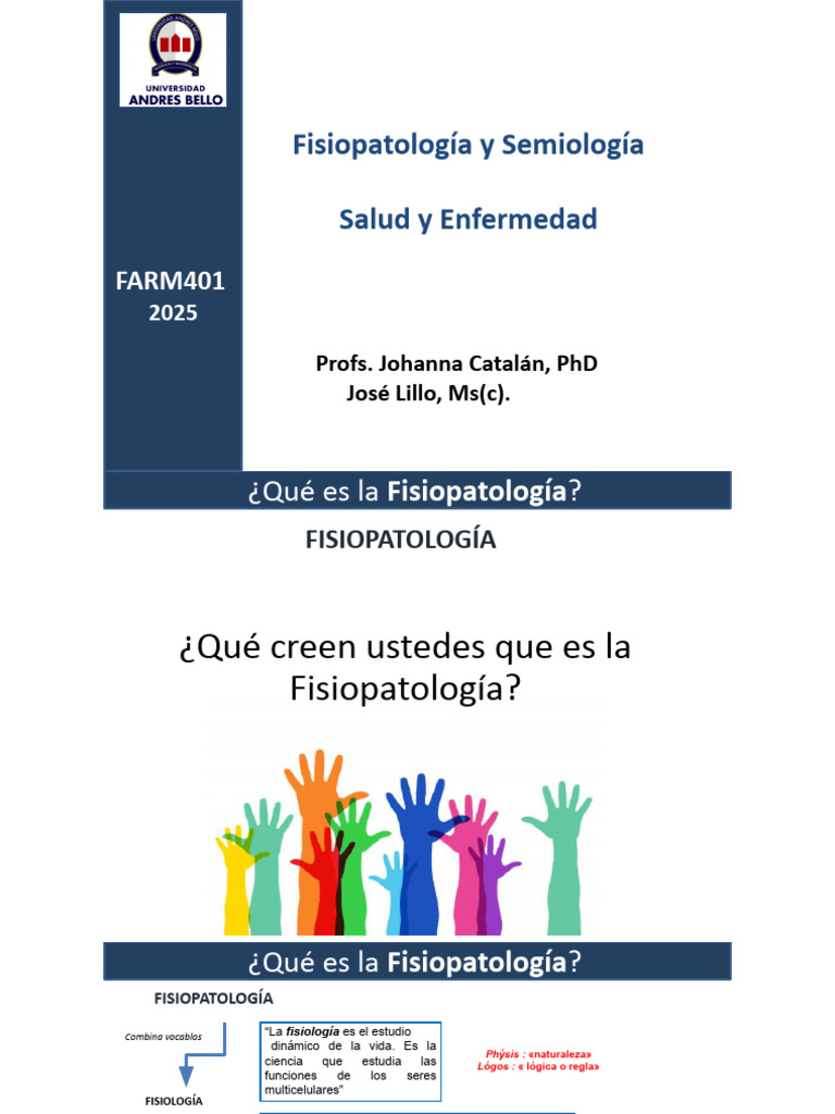 Clase 1 Fisiopatología Generalidades | PDF | Patología | Enfermedades y ...