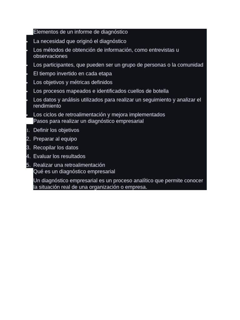 Elementos de Un Informe de Diagnóstico | PDF
