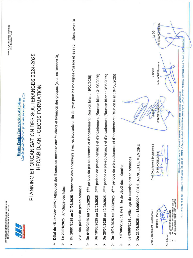 Planning Et Programme de Soutenance 2024-2025 | PDF