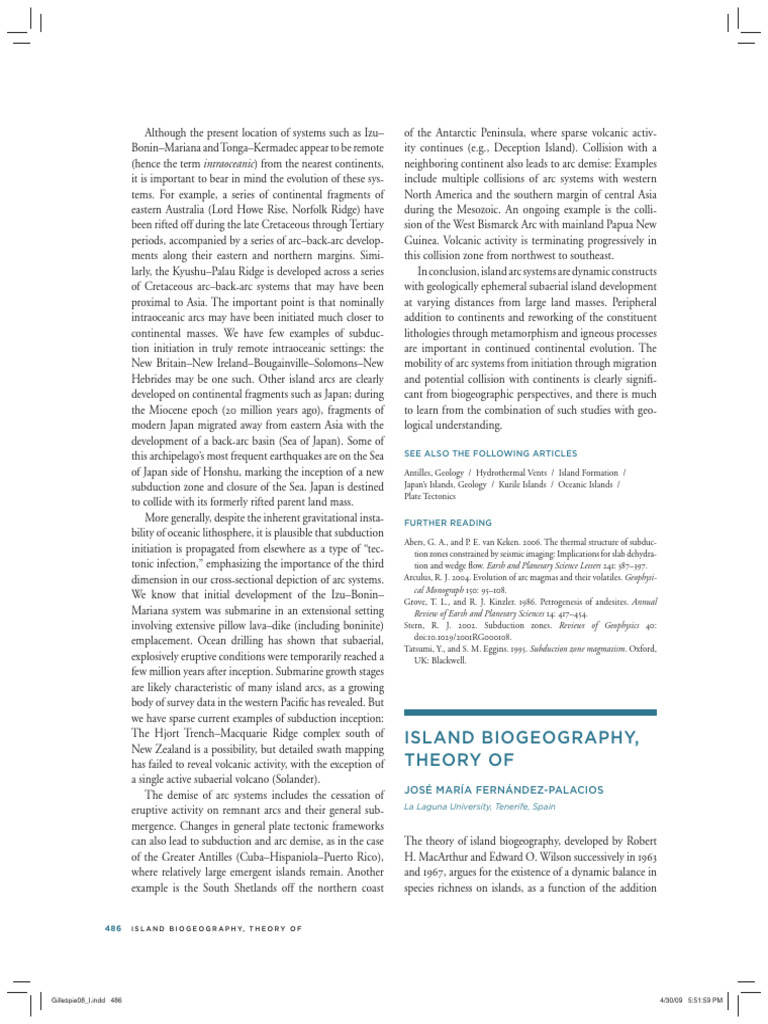 Theory Of Island Biogeography | PDF | Volcano | Island