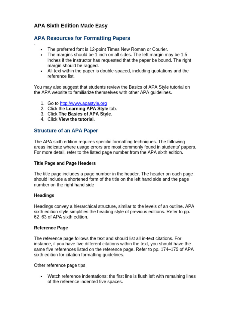 APA 6th Edition Formatting Guide | PDF | Apa Style | Citation