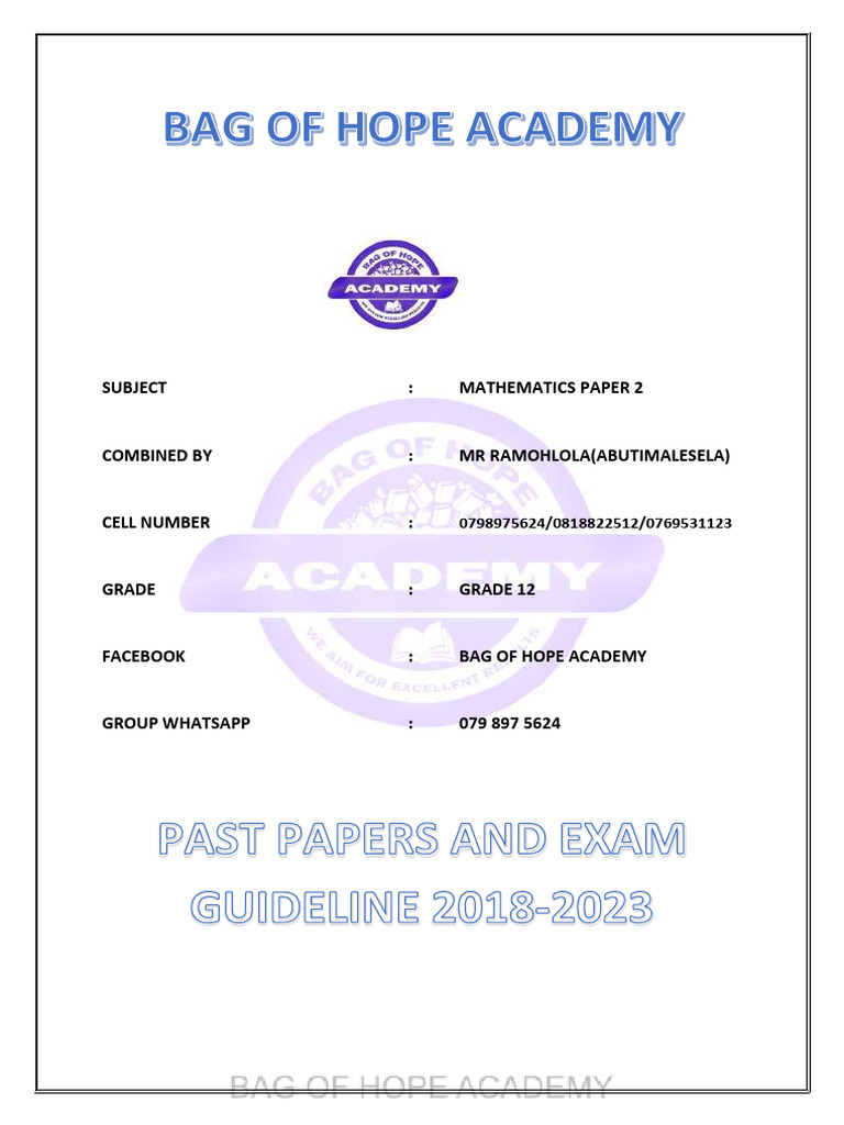 Mathematics Paper 2 Past Papers | PDF | Circle | Perpendicular
