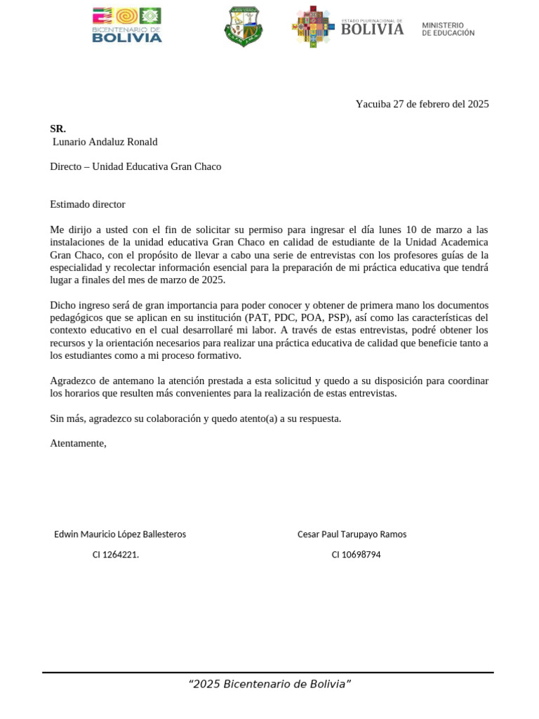 Carta de Solicitud | PDF