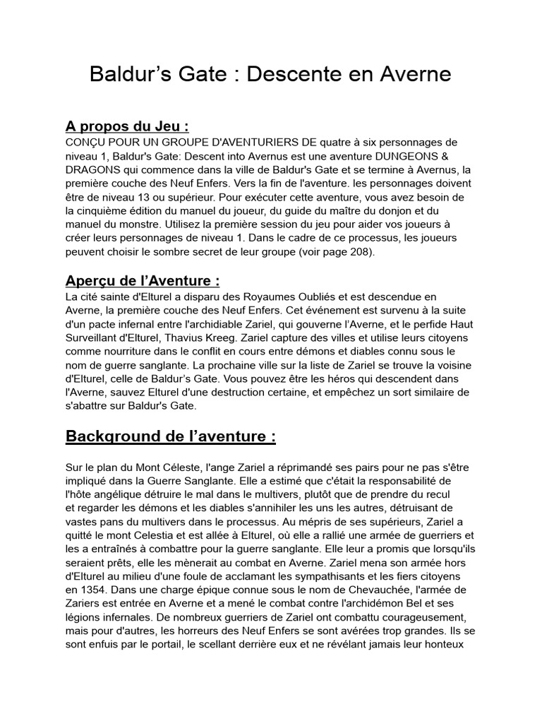 Sauver Elturel dans Baldur's Gate 3 | PDF