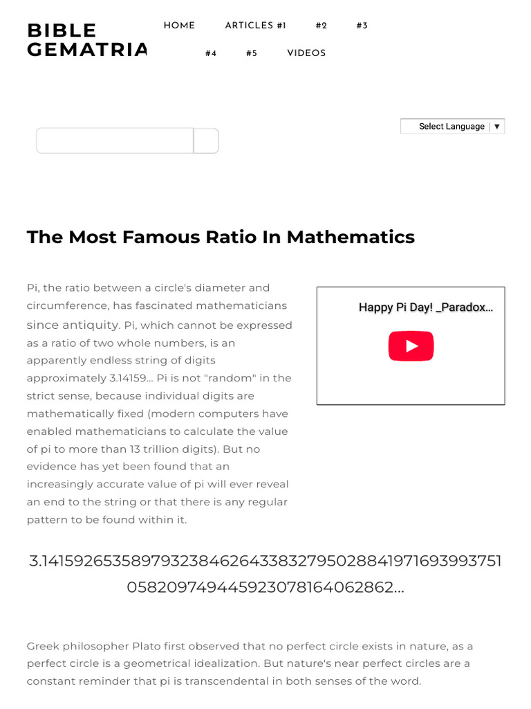 Pi And The Bible - Bible Gematria | PDF | Pi | Number Of The Beast