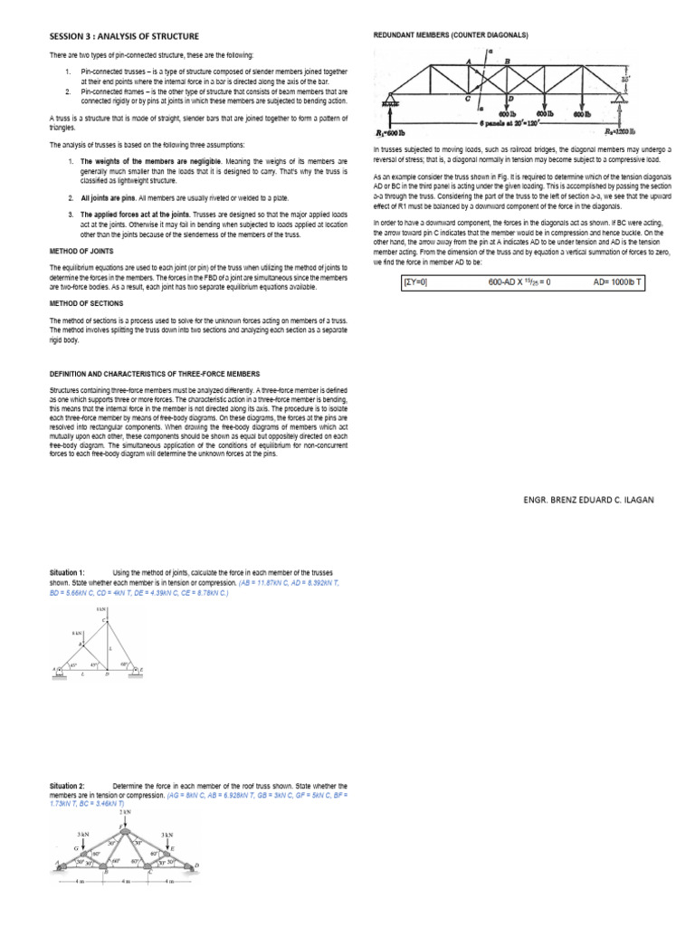 Chapter 3 - Analysis of Structure SRB | PDF | Truss | Bending