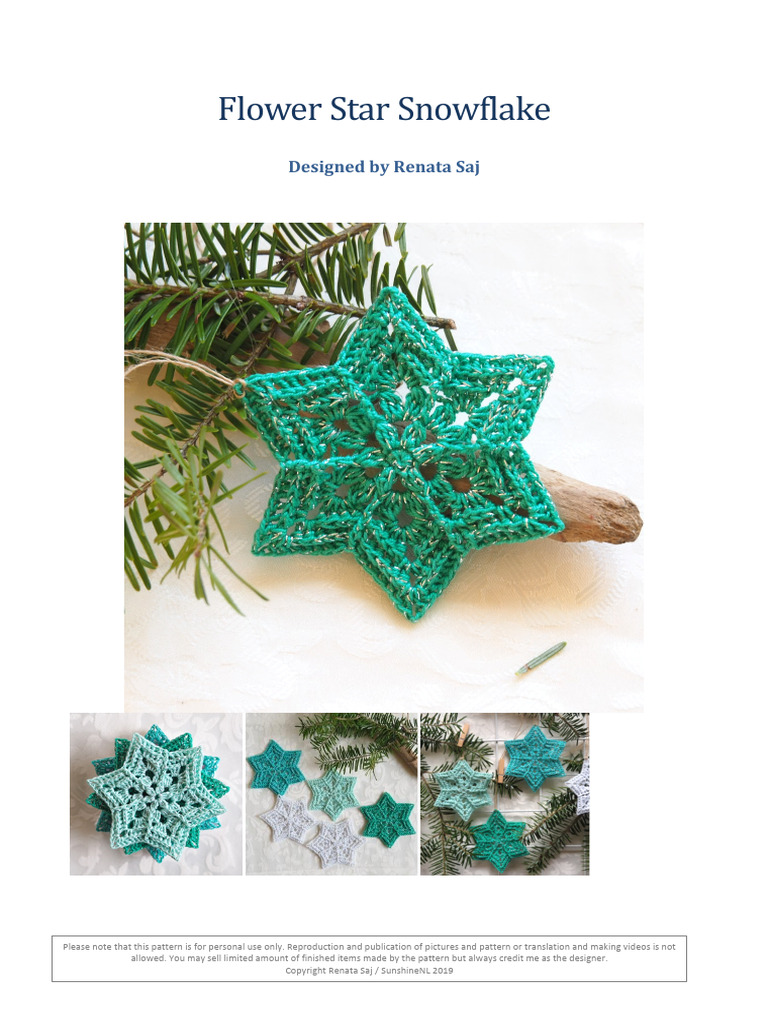 English Flower Star Snowflake | PDF | Crochet | Crafts