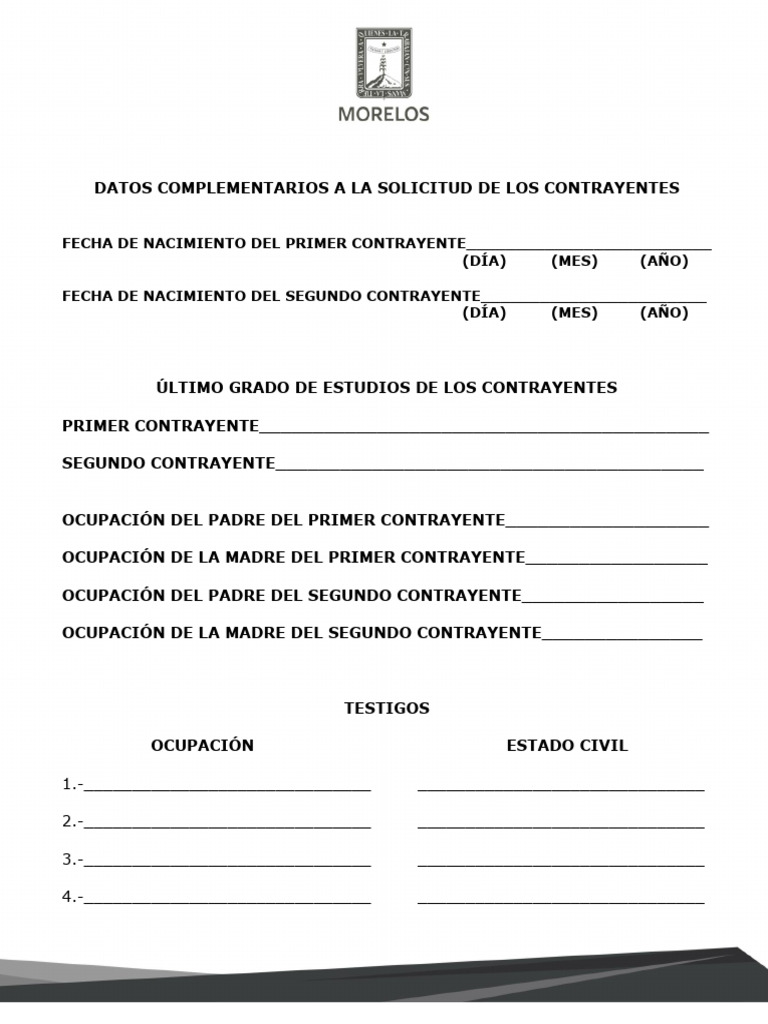 Datos Complementarios para Matrimonio 2024 | PDF