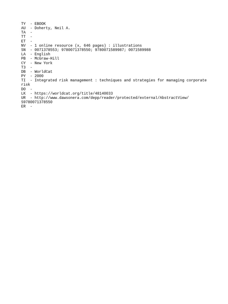 Integrated Risk Management - Techniques and Strategies For Managing ...