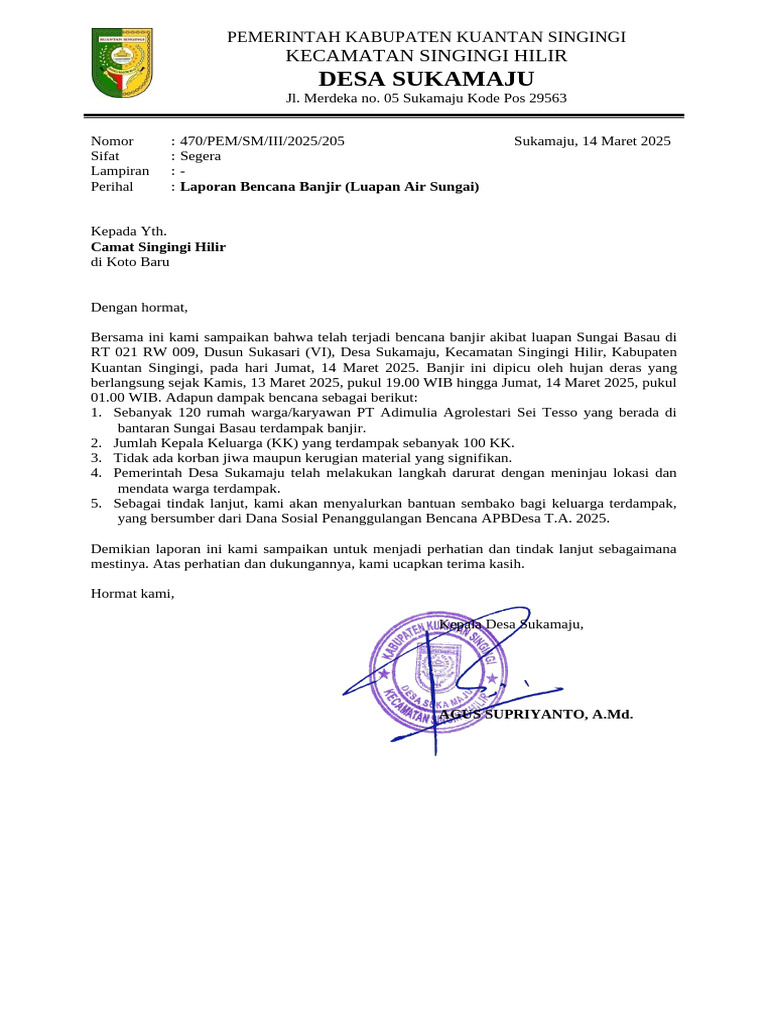 Laporan Banjir Sukamaju 2025 | PDF