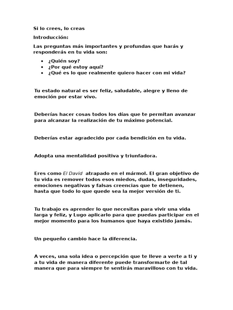 Si lo crees, lo creas: Guía PDF | PDF