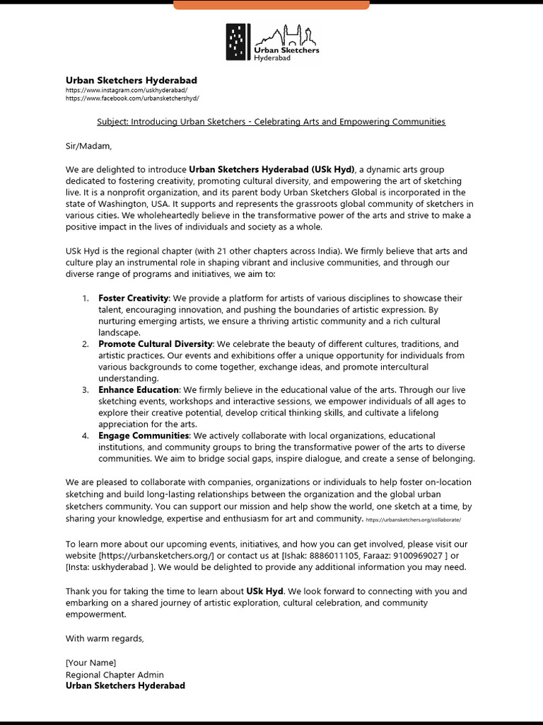 USK Letterhead and Intro Letter2 | PDF | Community | Creativity