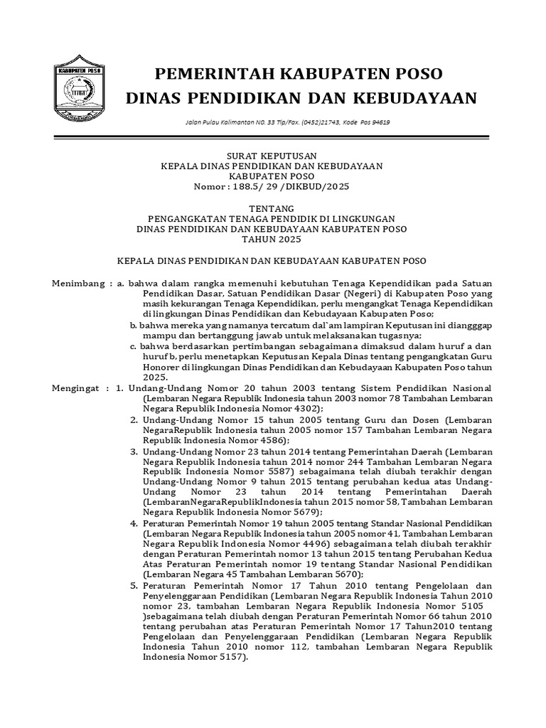 Gabungan SK Dinas Dan SK Penugasan 2025 | PDF