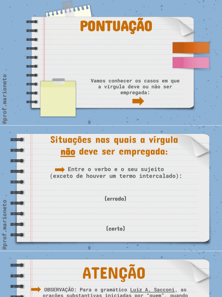 PONTUAÇÃO_-_USO_DA_VÍRGULA_(AULA_1) | PDF | Assunto (gramática) | Sintaxe