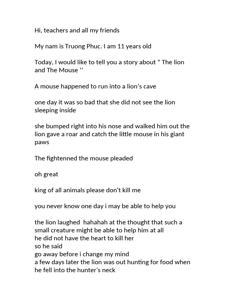 The Lion and The Mouse | PDF