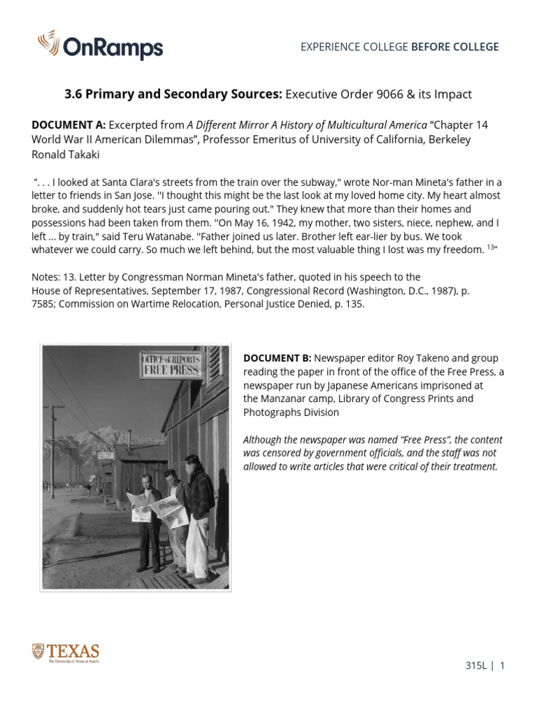 315L 3.6 Primary & Secondary Sources Documents | PDF