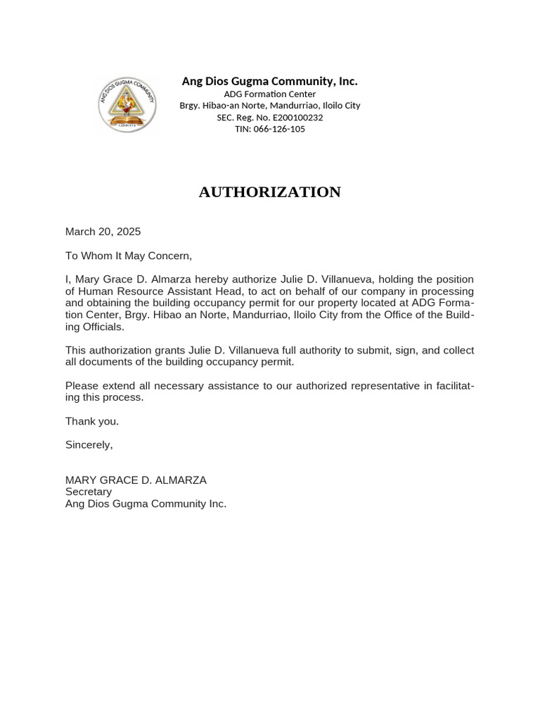 Authorization for Building Permit Processing | PDF