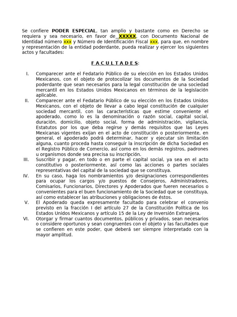 Modelo Poder Especial (Extranjero) | PDF | Sociedad de responsabilidad ...