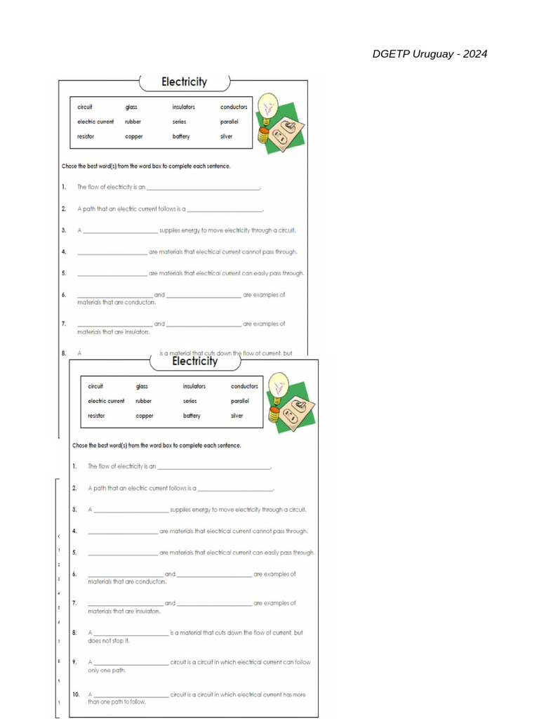 Electricity-Vocabulary 158490 | PDF