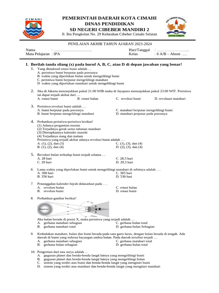 Soal PAT IPA Kelas 5 | PDF