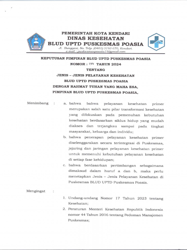 SK JENIS-JENIS PELAYANAN | PDF