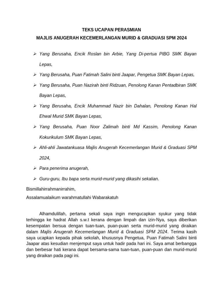 Teks Perasmi Apc N Graduasi | PDF