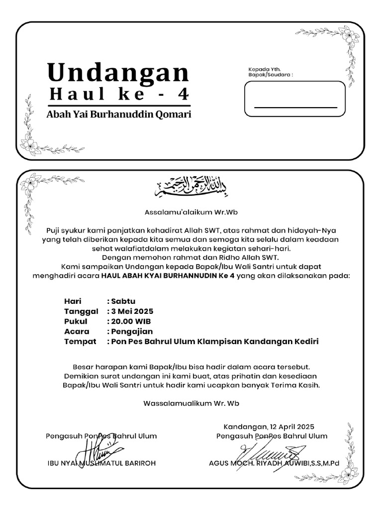 Undangan Haul Abah TGL 3 | PDF