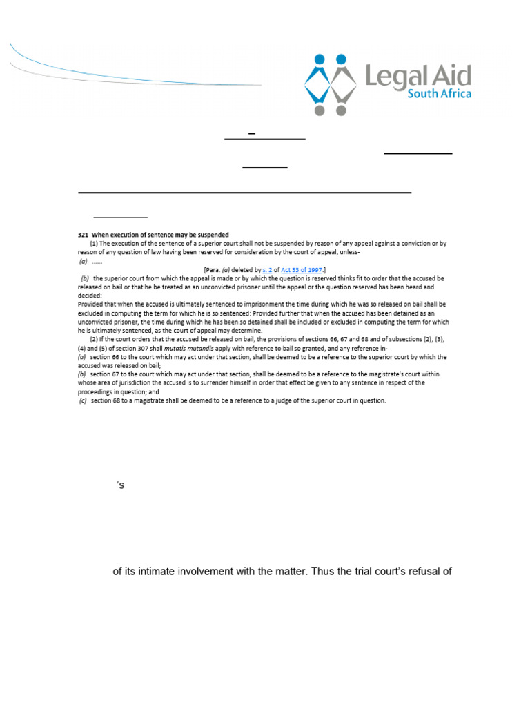 Bail Application Post-Conviction Guide | PDF | Bail | Criminal Procedure In South Africa