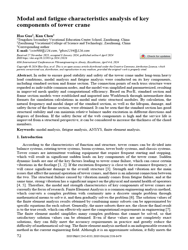 Modal and Fatigue Characteristics Analysis of Key | PDF | Stress ...