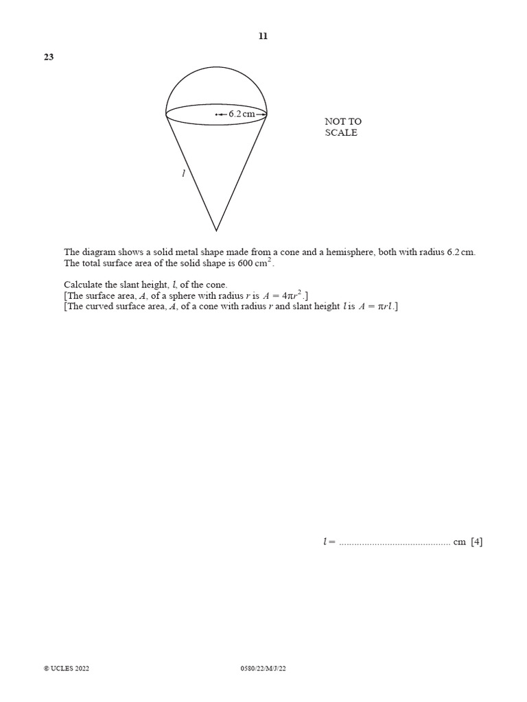 IGCSE Math Geometry Questions | PDF | Area | Sphere
