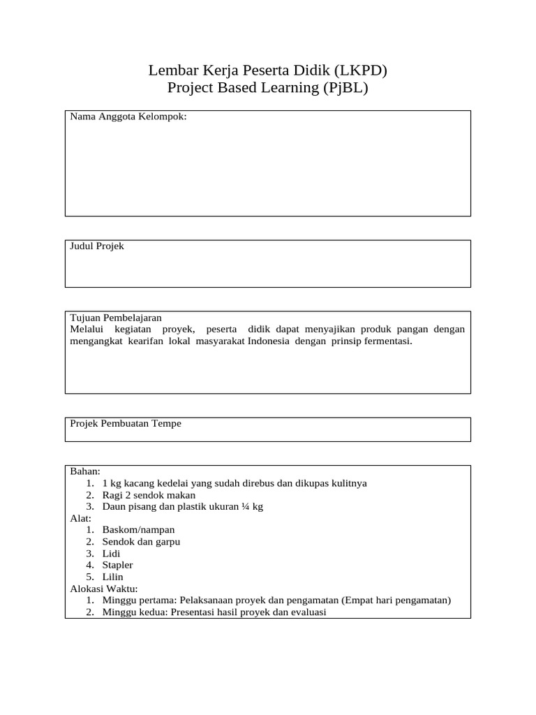 LKPD (Pembuatan Tempe) | PDF