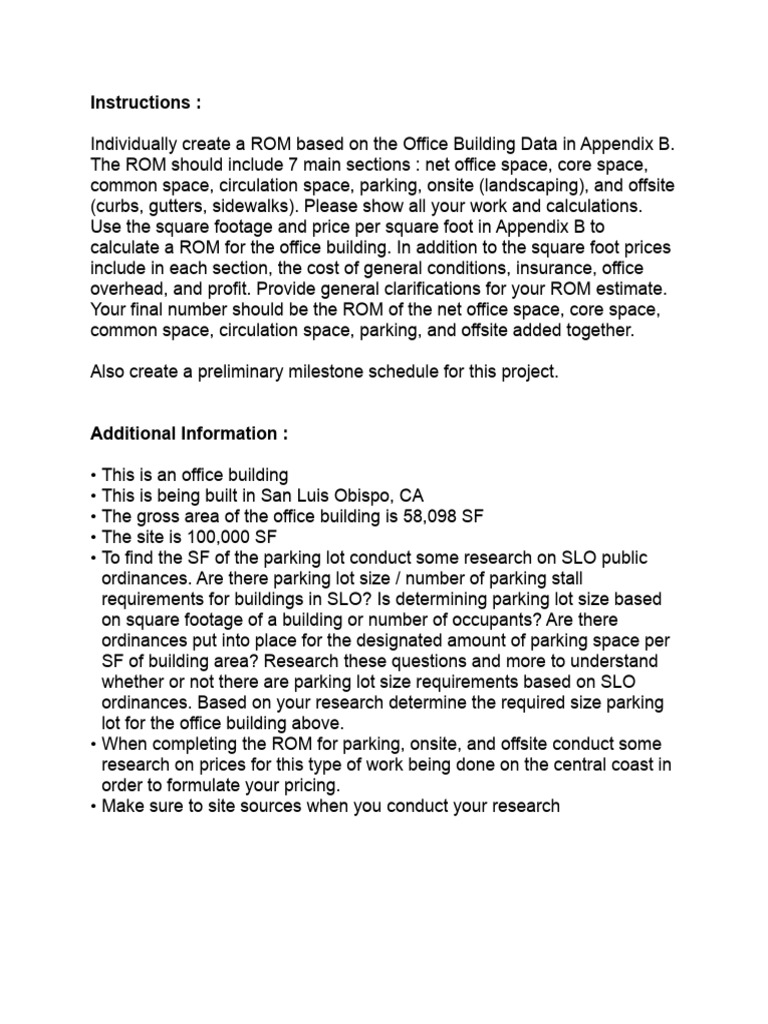 Office Building ROM Estimate Guide | PDF