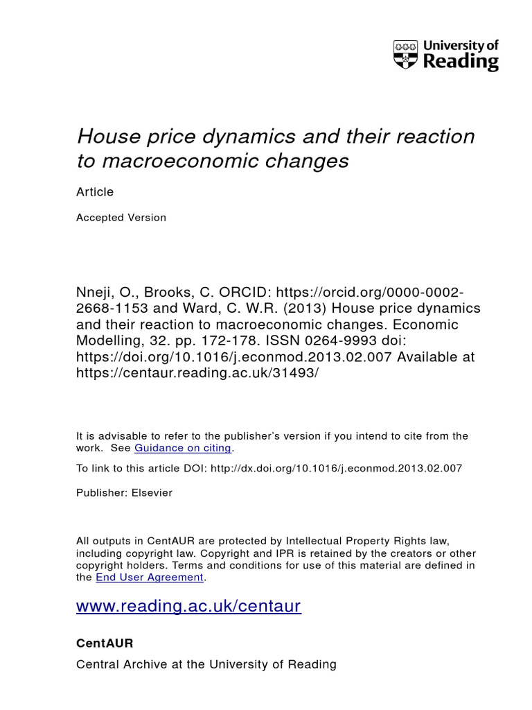 House Price Dynamics and Their Reaction To Macroeconomic Changes | PDF ...