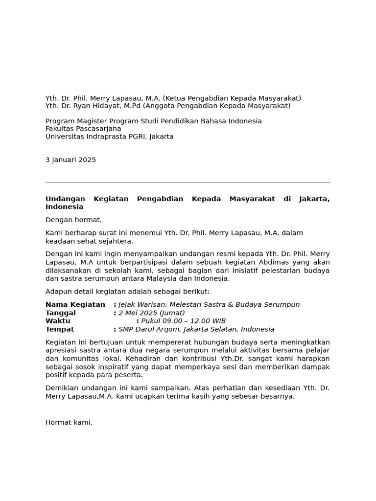 PERMOHONAN NARSUM ABDIMAS- MERRY | PDF