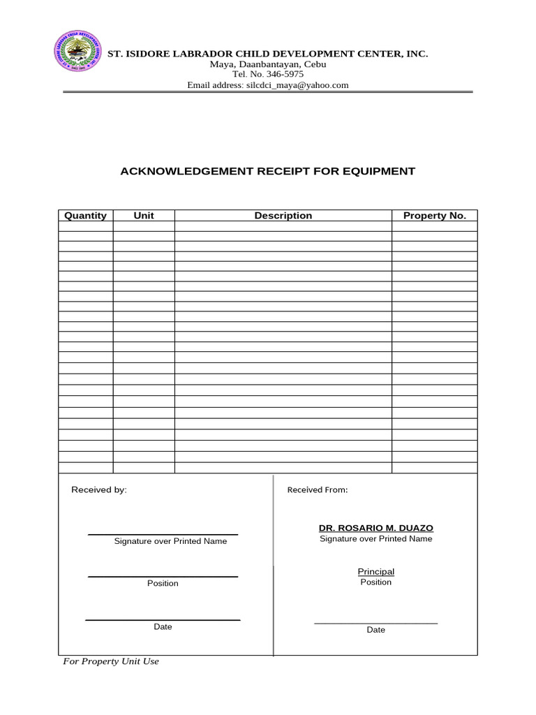 Acknowledgement-Receipt-for-Equipment-blank | PDF