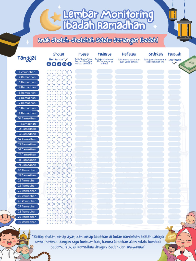 Lembar Monitoring Ibadah Ramadhan | PDF