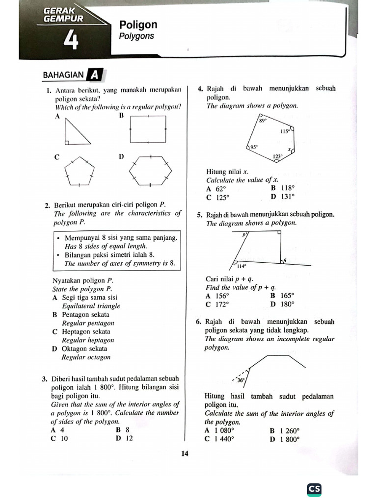 Form 2 Mathematics Chp 4 Polygon | PDF