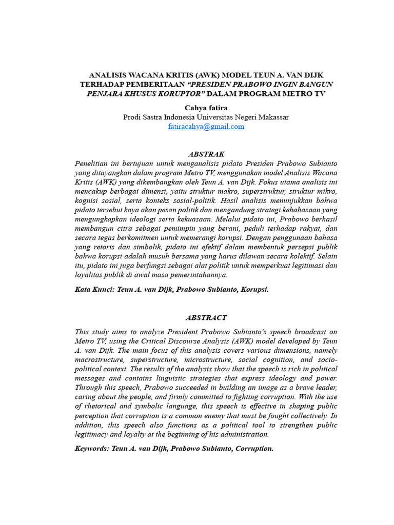 Analisis Wacana Kritis (Uts) | PDF