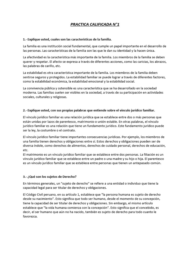 Practica Calificada N°1 | PDF | Familia | Parentesco