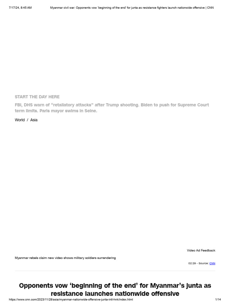 Myanmar Civil War - Opponents Vow Beginning of The End' For Junta As ...