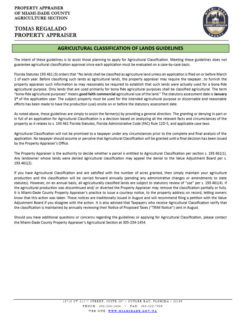 Miami-Dade Agricultural Classification Guide | PDF | Beekeeping | Beehive